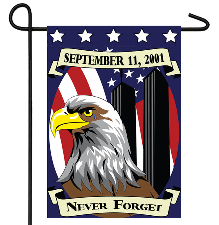 NEVER FORGET SEPTEMBER 11, 2001 911 GARDEN BANNER/FLAG 12"X18" SLEEVED ...