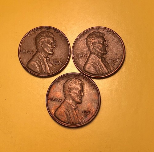 3-1950's Lincoln Cents. 53-S,56-D,58-P SEE PHOTOS FOR CONDITION | eBay