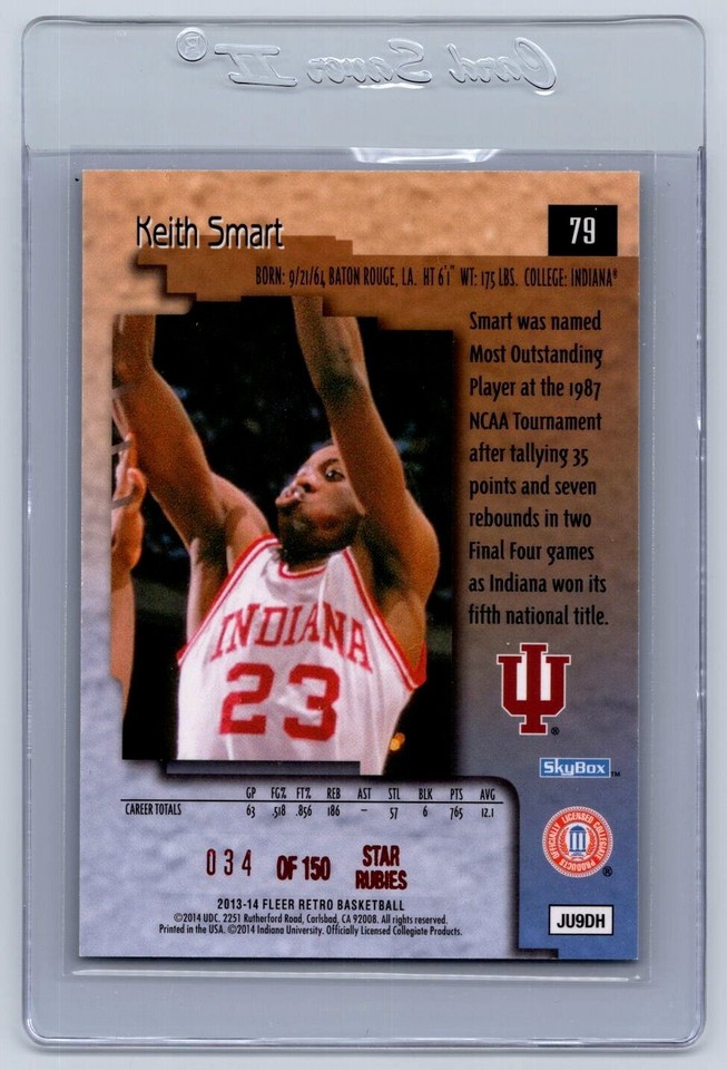 2013 Fleer Retro KEITH SMART Star Red Rubies Ruby /150 Card #79 Indiana ...