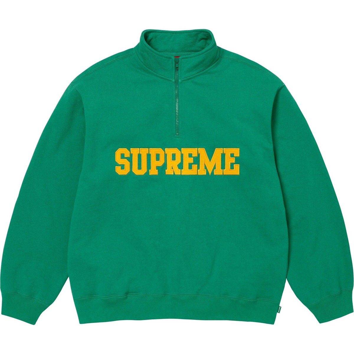 Supreme Collegiate Half Zip Pullover Sweatshirt Light Pine Supreme Collegiate Half Zip Pullover Sweatshirt Light Pine