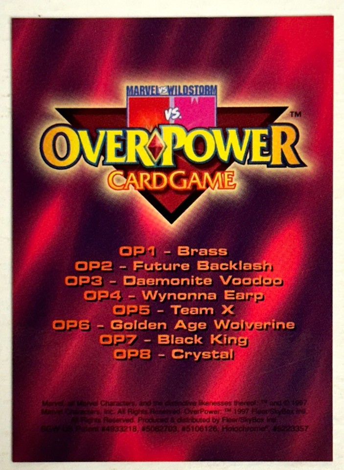 1997 Marvel Overpower Trading Card OP6 Featuring Golden Age Wolverine ...