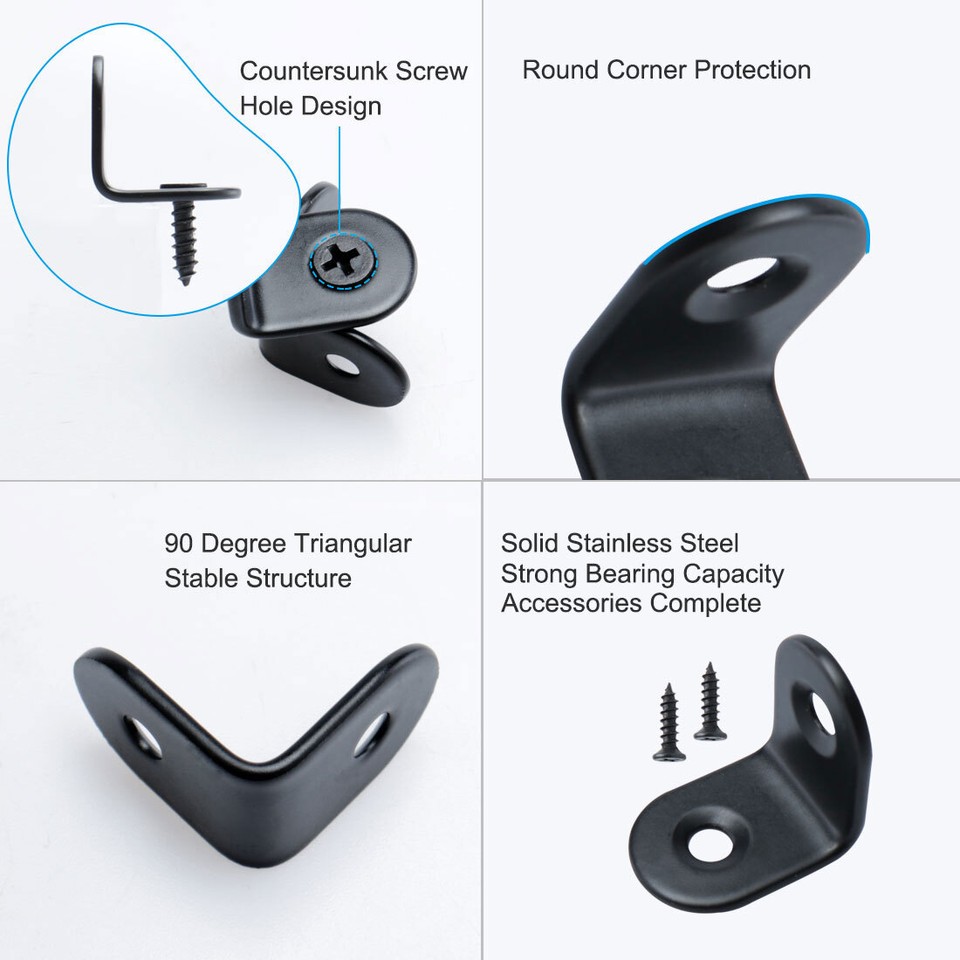 Angle Bracket L Shaped Stainless Steel Corner Braces Fastener Support w ...