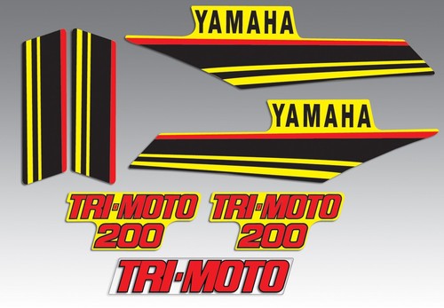 1985 YAMAHA YTM200 TRI-MOTO THREE WHEELER DECAL KIT Yellow model (see ...