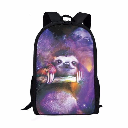 Cute Sloth Purple 17" Backpack Schoolbag Shoulder Satchel Bookbags ...