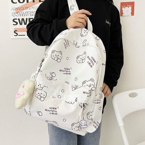 Zipper Student Backpack Large Capacity Book Bag Girl Backpack Students ...