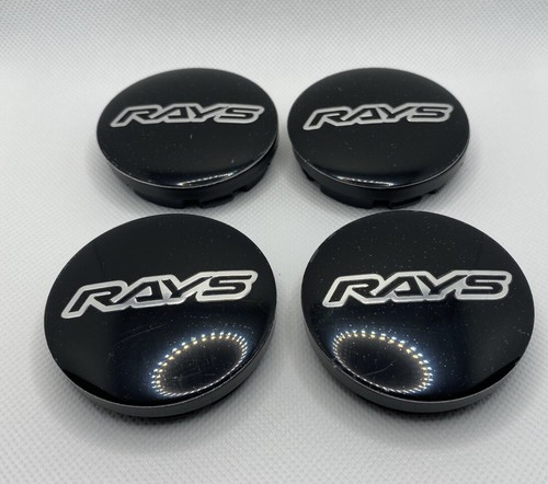 RAYS Black & Silver Wheel Center Caps 56mm Emblem 4pc JDM Cap | eBay