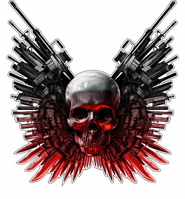Skull Guns Knives Bumper Sticker Vinyl Decal | eBay