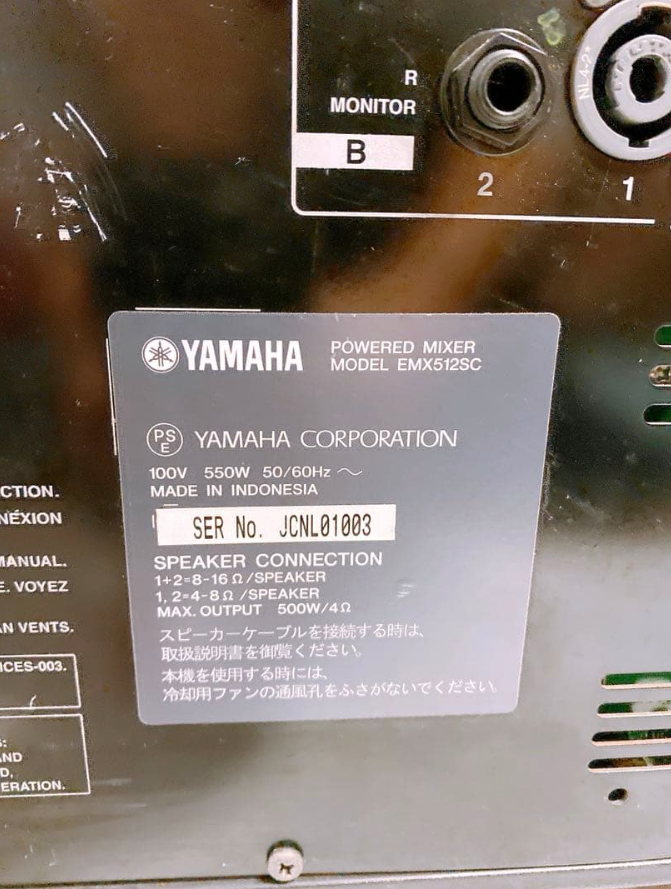 YAMAHA EMX512SC POWERED MIXER 12ch 500W+500W 4Ω AC100V 50/60Hz 550W | eBay