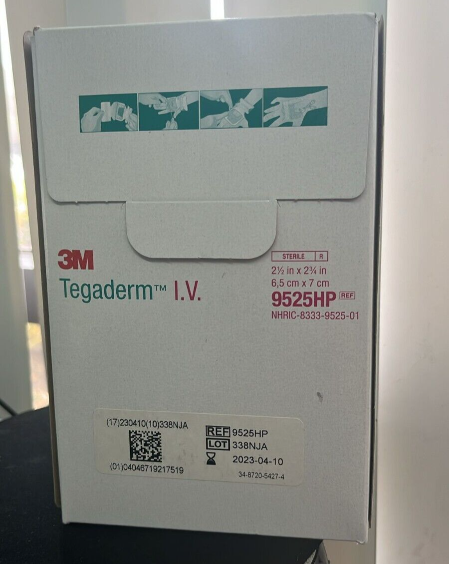 3M 9525HP Tegaderm IV Transparent Film Dressing with Border (Box of 100 ...