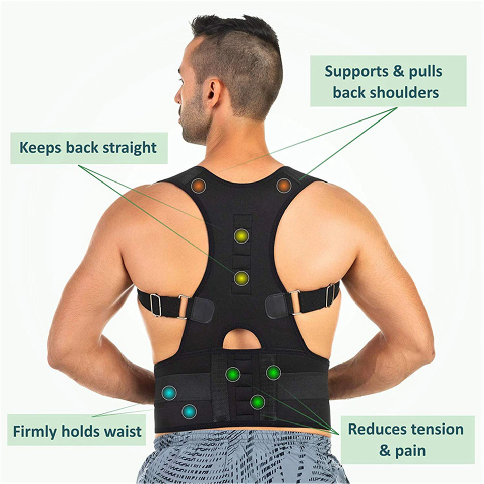 Posture Corrector Support Magnetic Back Shoulder Brace Belt Band For ...