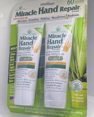 Miracle Hand Repair Cream 4 oz Healing Aloe Vera Lotion for Dry ...
