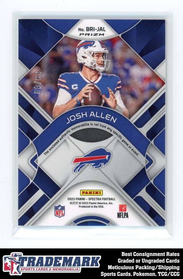 2023 Panini Spectra #BRI-JAL Josh Allen Brilliance Astral #/40 patch ...