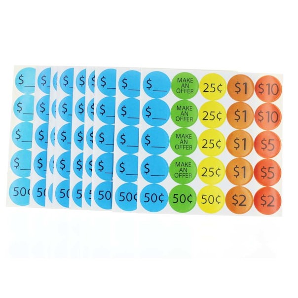 Multi-Price and Multi-Color Sale Price Tag Stickers, 1250 Count ...