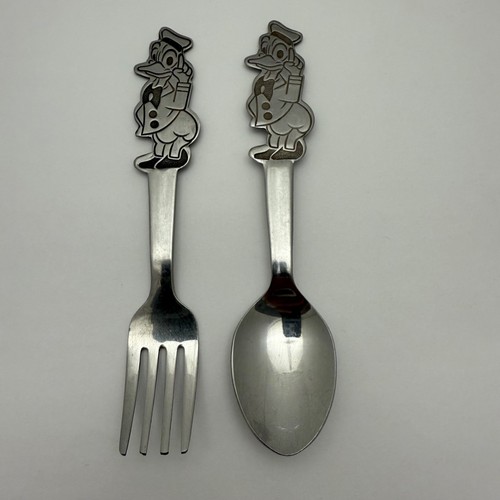 Vintage Donald Duck Walt Disney Prod Stainless Steel Child Fork & Spoon ...