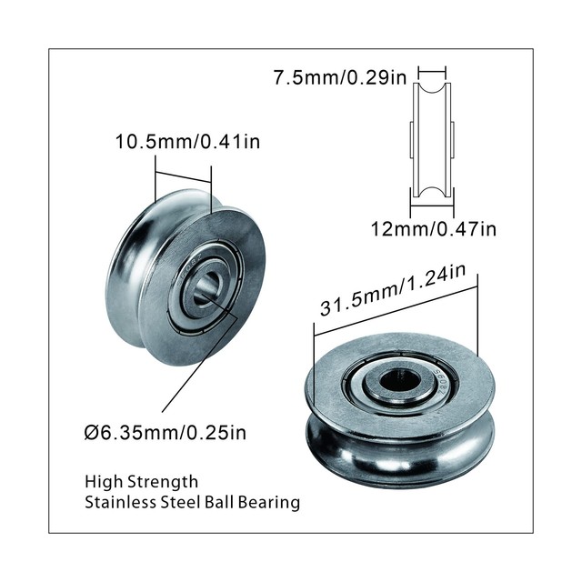 Zip Line Replacement Stainless Steel Deep V Groove Ball Bearings Pack ...