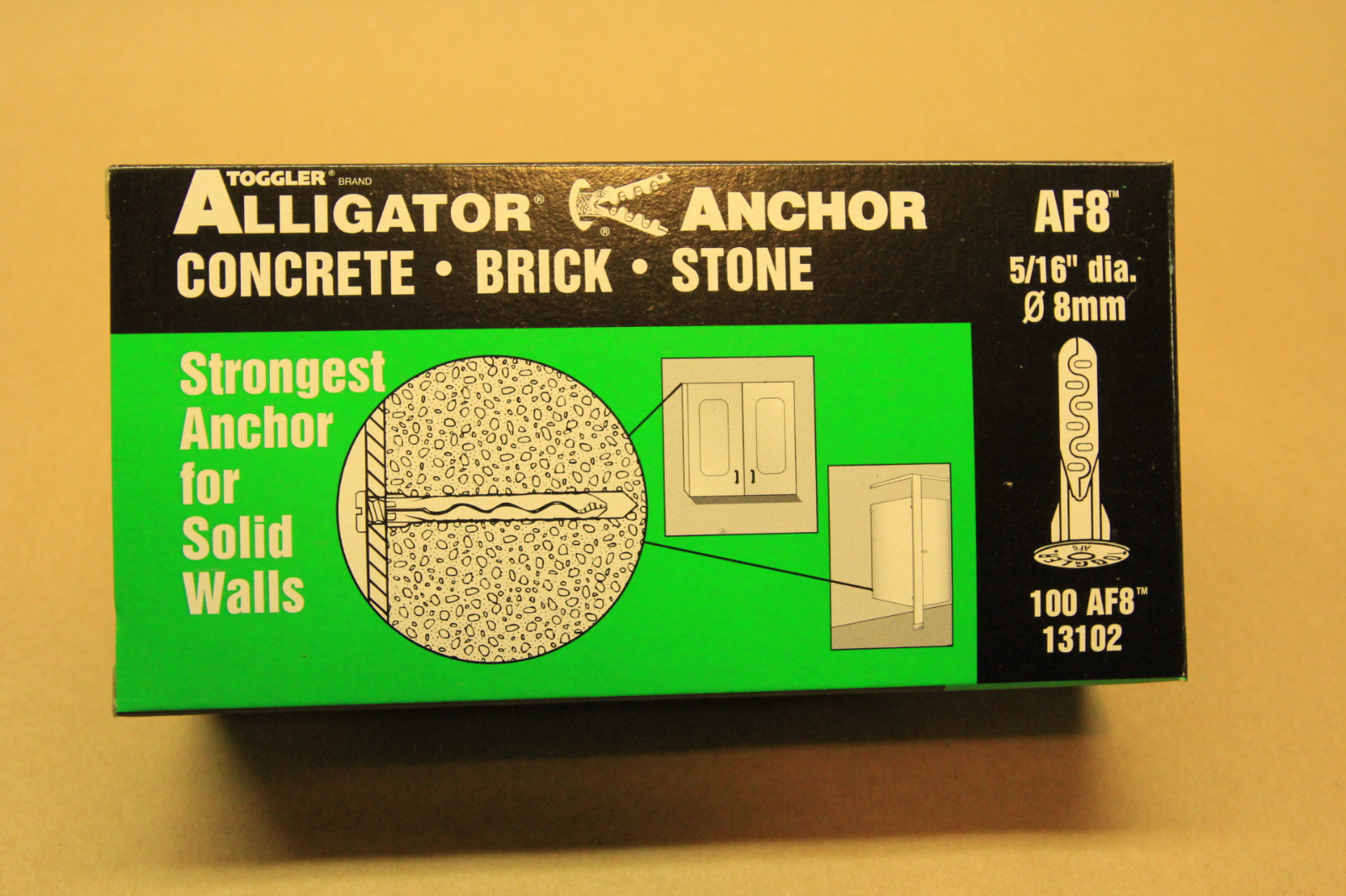 Toggler Brand Alligator Anchor AF8 5/16" 100/Box Plastic Wall Anchor ...