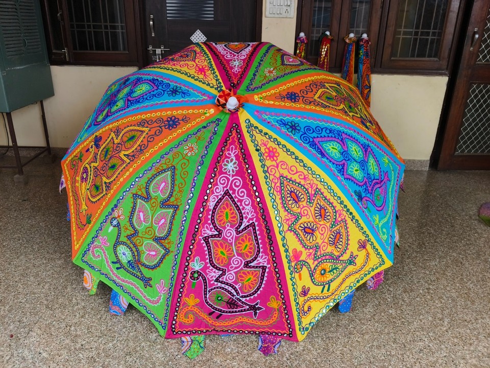 Handicrafted Embroidered Garden Outdoor Umbrella, Beach Umbrella, Patio ...