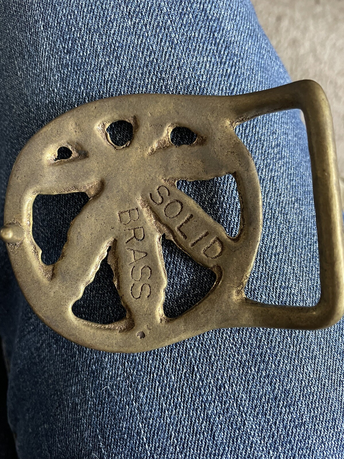 VINTAGE Marijuana Leaf Solid Brass Belt Buckle - Gem