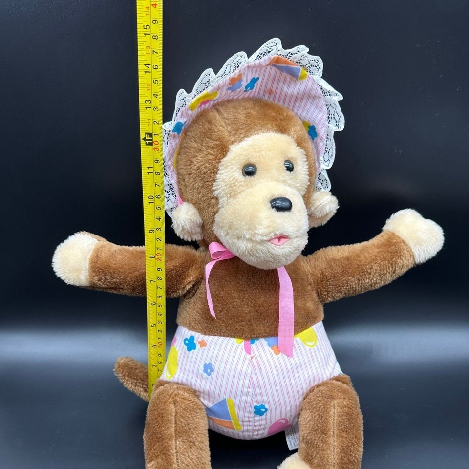 Vintage Stuffed Animal Monkey Plush Roni Toy 1988 Carnival Prize Bonnet ...