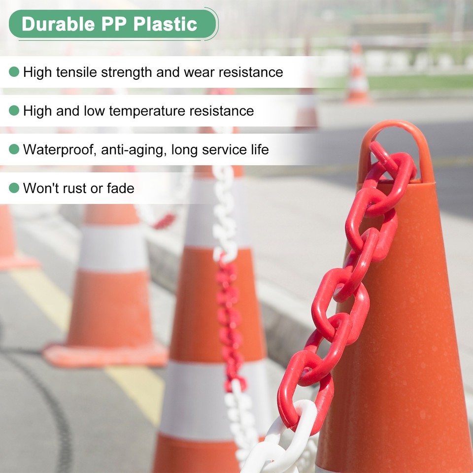 Plastic Barriers Chain, 5Ft Length Red Plastic Safety Chain Link | eBay ...