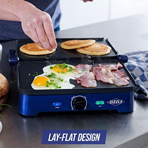 Blue Diamond Ceramic Nonstick Electric Contact Sizzle Griddle Open Flat ...