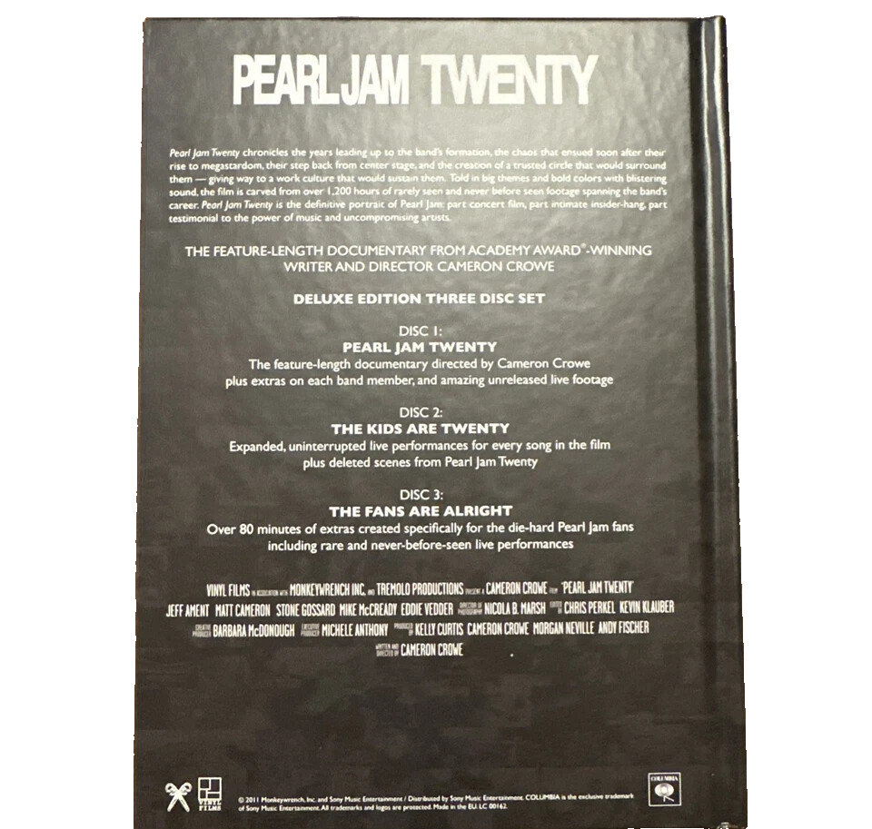 PEARL JAM TWENTY PJ20 CAMERON CROWE Doc 3 DVD Deluxe Digipak, Vedder ...