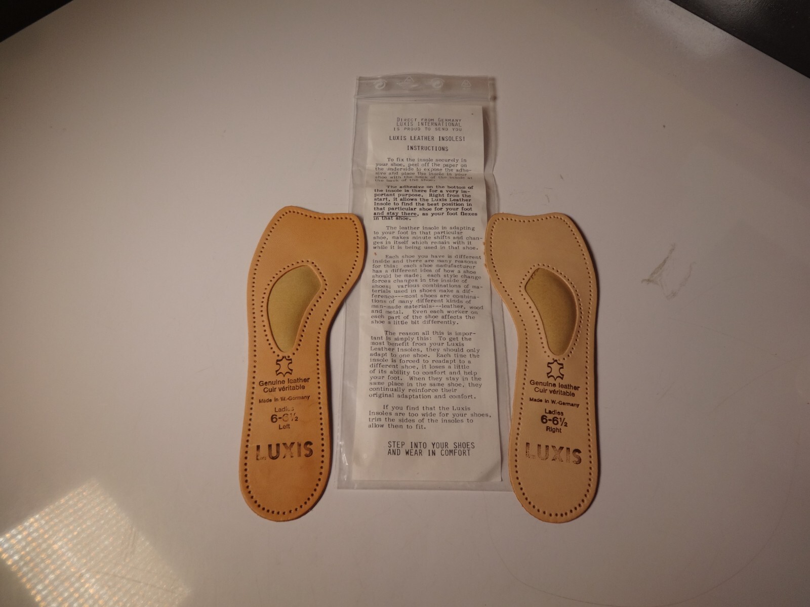 Luxis Leather Shoe Insoles Ladies Shoe Size 6-6 1/2 Germany Cushioned ...