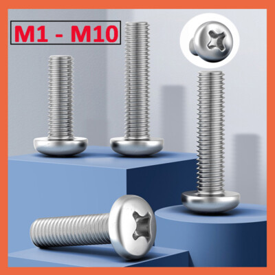 M1 M1.2 M1.4 M1.6 M2 M2.5 M3 M4 M5 M10 Phillips Round Pan Head Screw ...