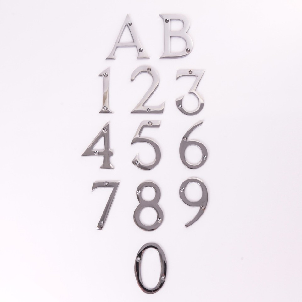 BLACK BRASS CHROME HOUSE NUMBERS/LETTERS & SCREWS 75mm Front Door ...