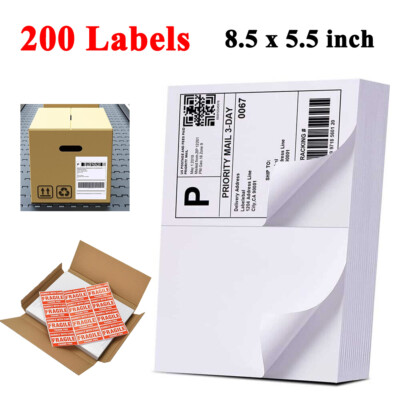 200 Premium 8.5" X 5.5" Half Sheet Self Adhesive Shipping Labels 2 Per ...