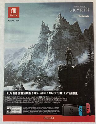 2017 Nintendo Switch video game ad page ~ ELDER SCROLLS V SKYRIM | eBay UK