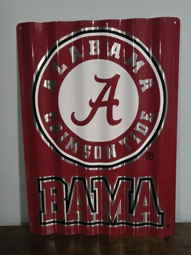 ALABAMA CRIMSON TIDE CORRUGATED METAL SIGN 23.5" Tall X 17" UNIVERSITY ...