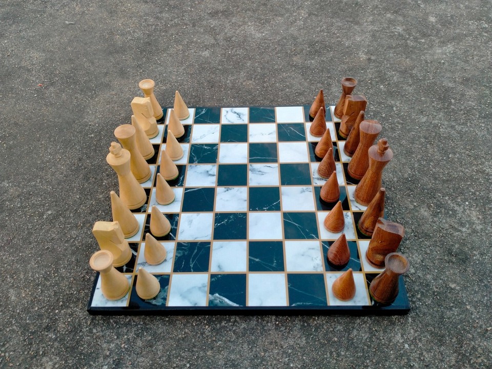 12''Inch Best Laminated Flat Chess Board Set with Wooden Pony Chess ...