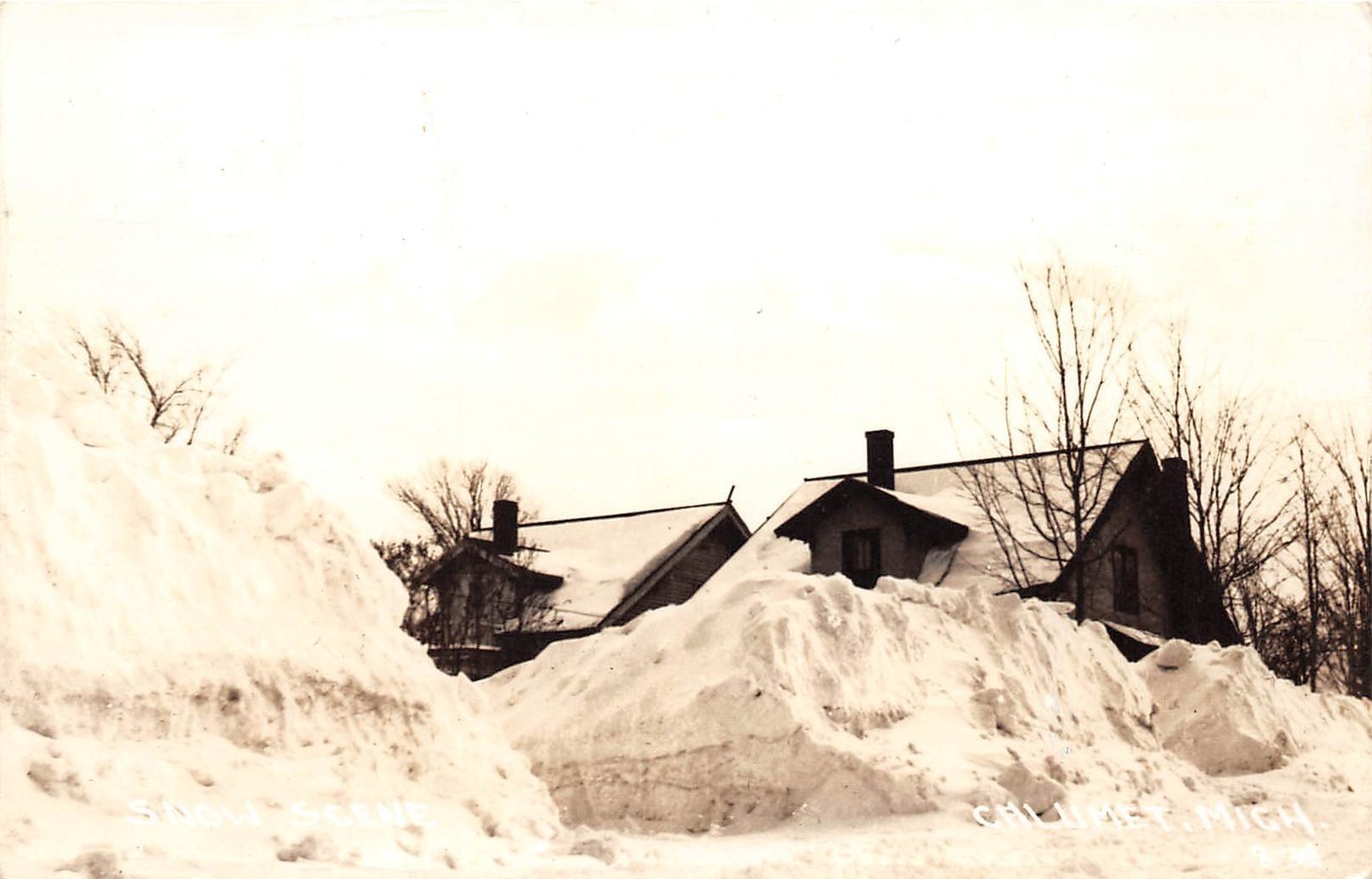D20/ Calumet Michigan Mi Real Photo RPPC Postcard c40s Homes Snow ...