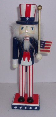 2010 Wooden Nutcracker PATRIOTIC UNCLE SAM STARS STRIPES & FLAG 10 ...
