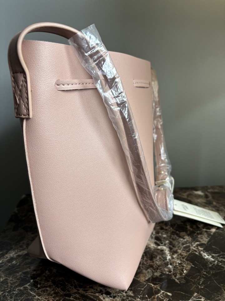 KAYLA + AVA Vegan Leather Bow Tie Bucket Bag in Dusty Rose NWT 10" | eBay