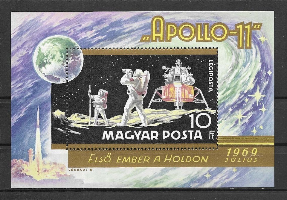 #24029 HUNGARY 1969 SPACE COSMOS 1°LUNAR LANDING APOLO 11 S/SHEET YV BL ...