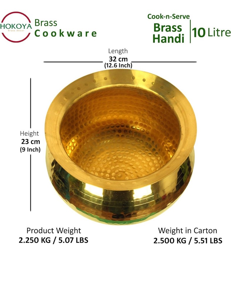 Brass Handi for Cooking Food (10 Litre Water Capacity) Big Size Brass ...