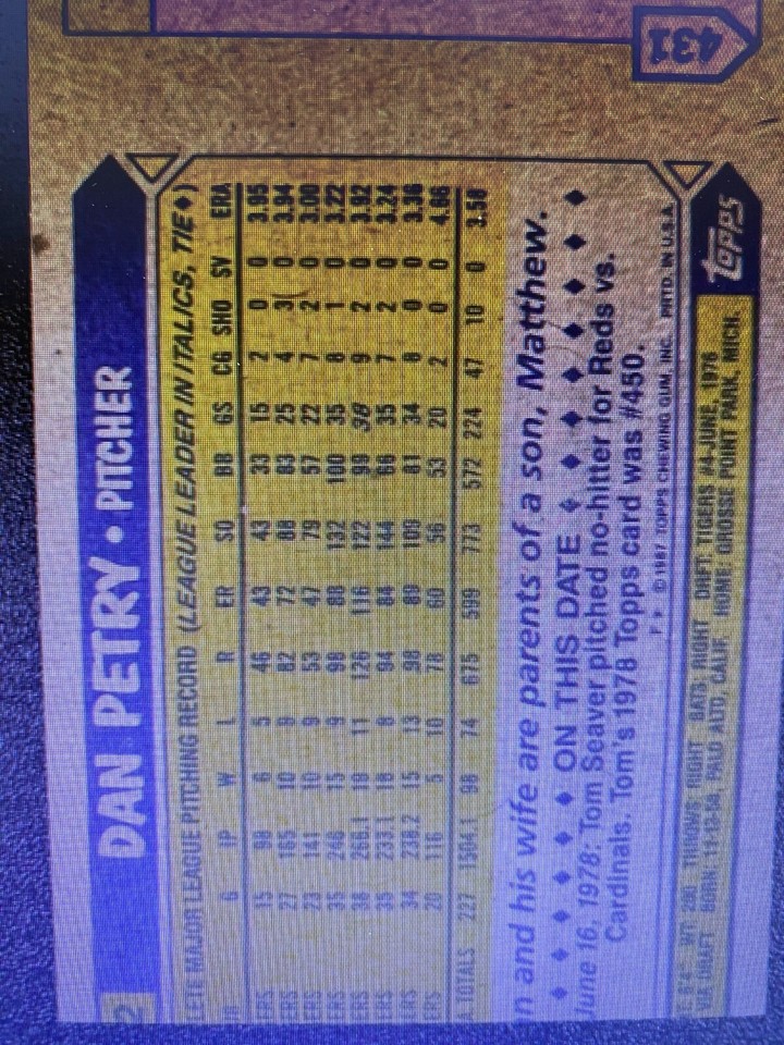 1987 Topps Keith Hernandez All-Star ERROR Wrong Back - Very Unique - NM ...