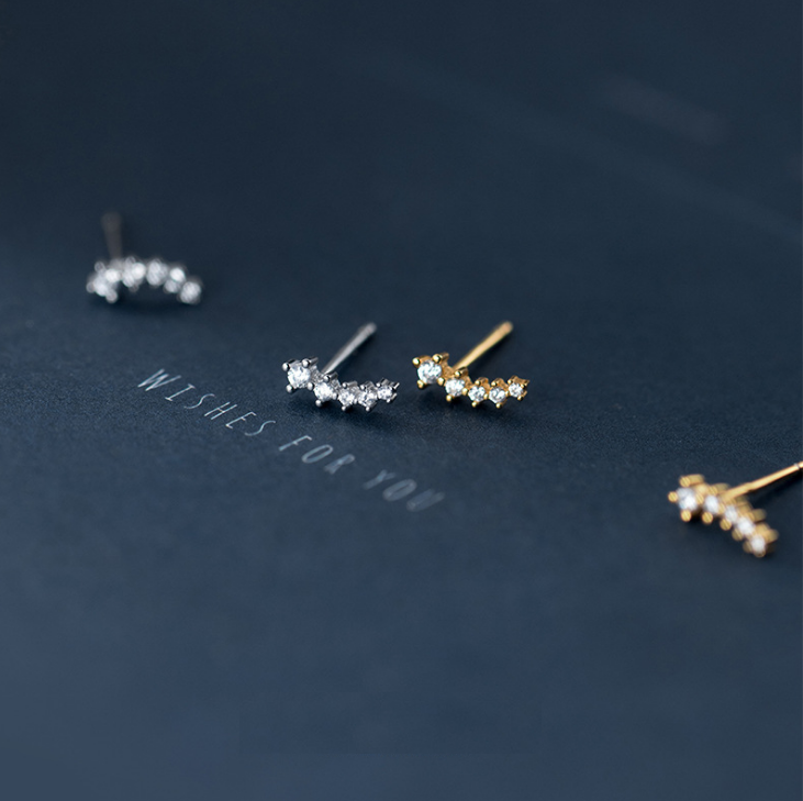 Sterling Silver Post Ear Vine Bar Sweep Up Ear Pin Stud Earrings Gift ...