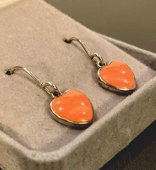 Sterling silver Spiny Oyster Shell Heart Pierced Dangle Earrings | eBay