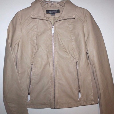 Kenneth Cole Reaction NWT Women M XXL Beige Faux Leather Motorcycle ...