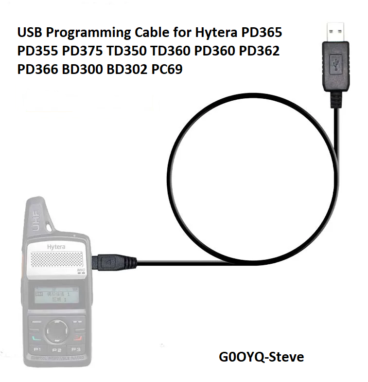 USB Programming Cable HYT Hytera PD355 PD365 PD375 TD350 TD360 PD360 ...