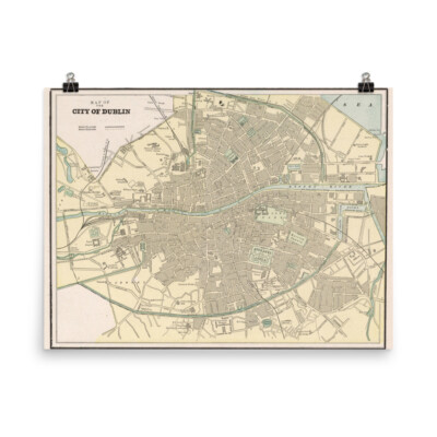 Vintage Dublin Ireland Map (1901) Old Irish Capital City & Street Atlas ...