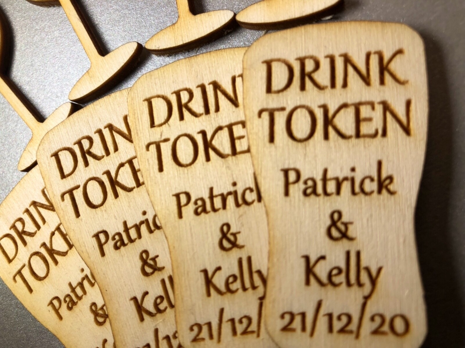 Personalised Birch Pint Glasses Drink Tokens Wedding Favours Party ...