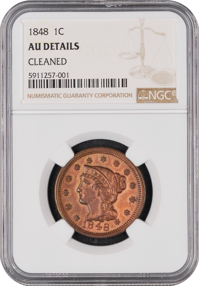 1848 - 1 Cent - USA - NGC AU Details /Cleaned) | eBay