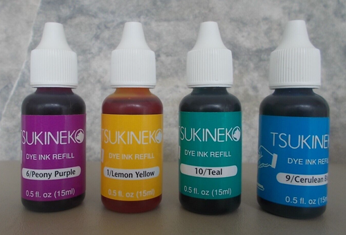 Lot 4 Tsukineko Dye Ink Refills Purple Yellow Teal Blue 0.5 oz NOS | eBay