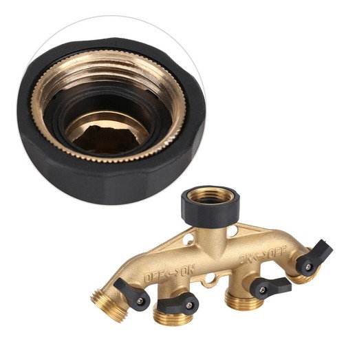 Brass 4 Way Water Tap Adaptor Multi Hose Connector Garden Valve Split ...