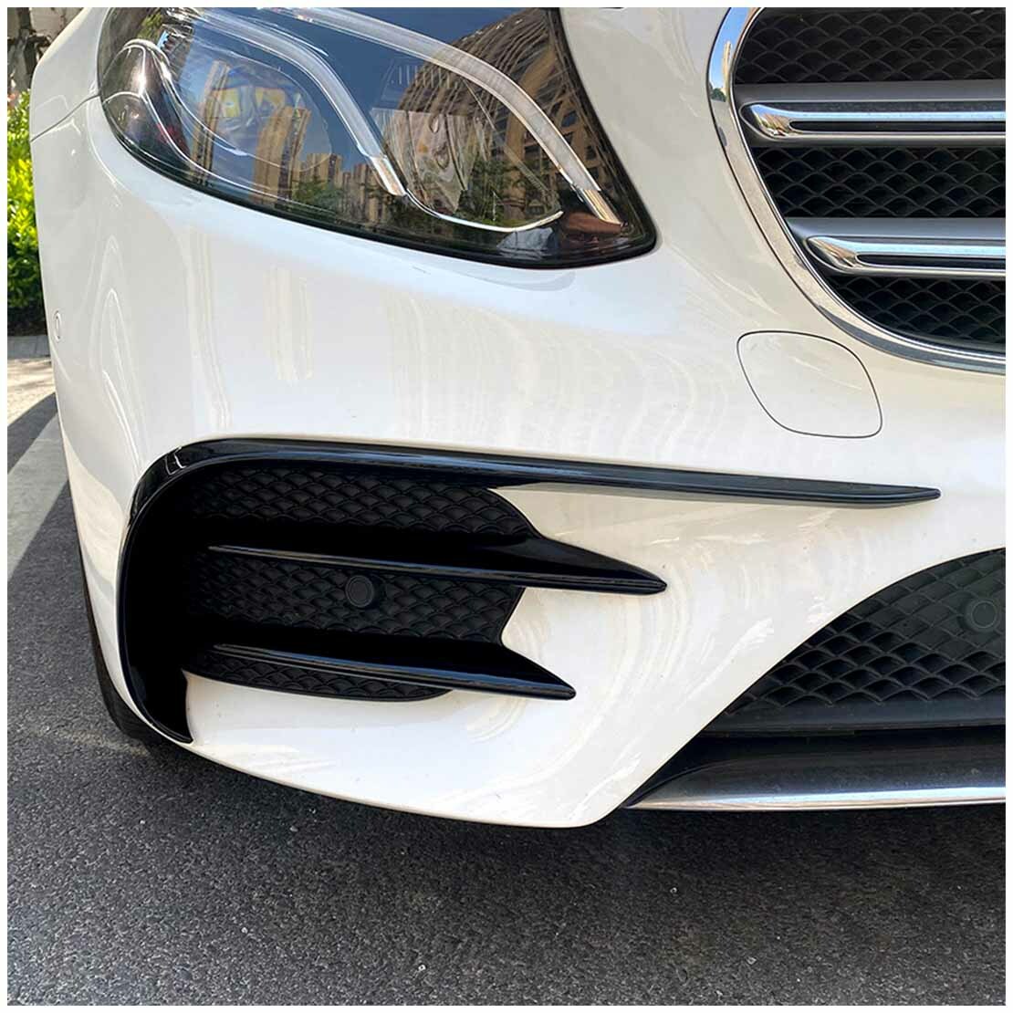 Front Bumper Lip Spoiler & Fog Light Grille Trim Fit for Mercedes-Benz ...