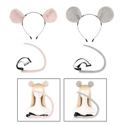 2 Pieces Mouse Costume Accessory Set Halloween Mice Ears Headband and ...